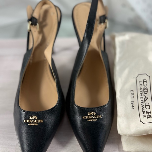 Coach | Shoes | Coach Black Heels With Pointed Toe And Slingback Strap ...